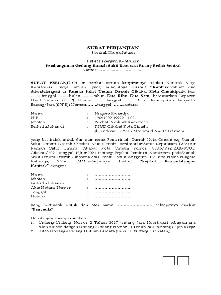 Contoh Draft Kontrak | PDF | Pengelolaan Keuangan & Uang | Hukum