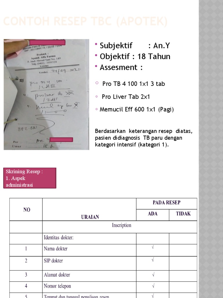 Contoh Resep Obat TBC dan Dosisnya | PDF