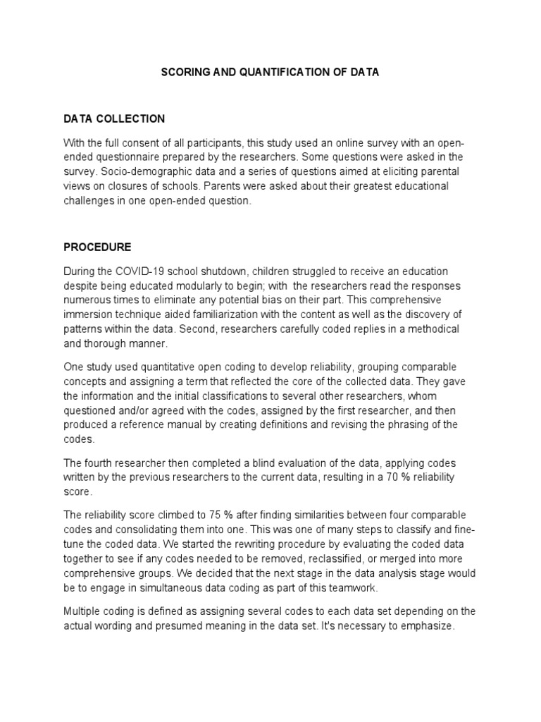 Scoring and Quantification of Data | PDF | Learning | Teachers