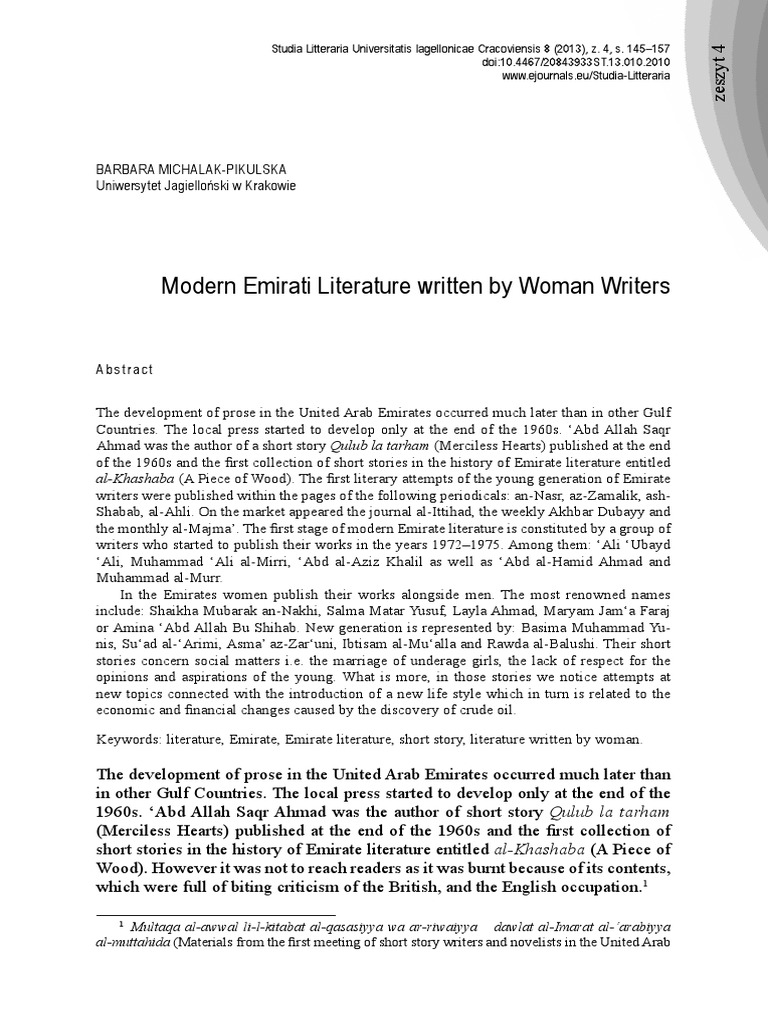 Modern Emirati Literature Written by Woman Writers | PDF | United Arab ...