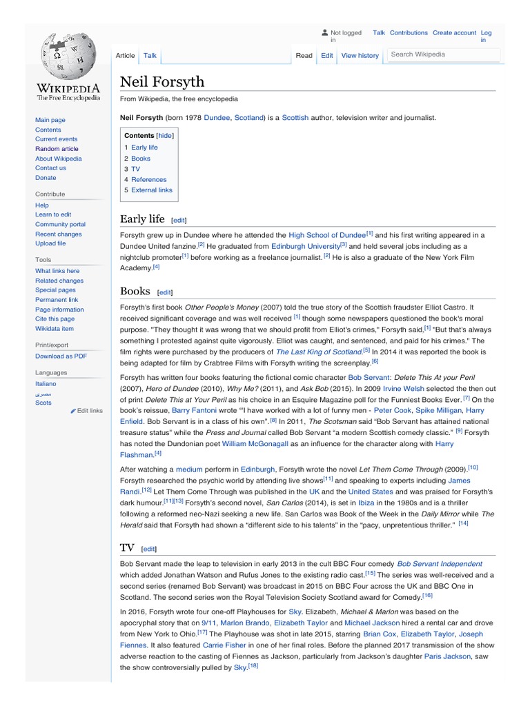 Neil Forsyth: Early Life | PDF