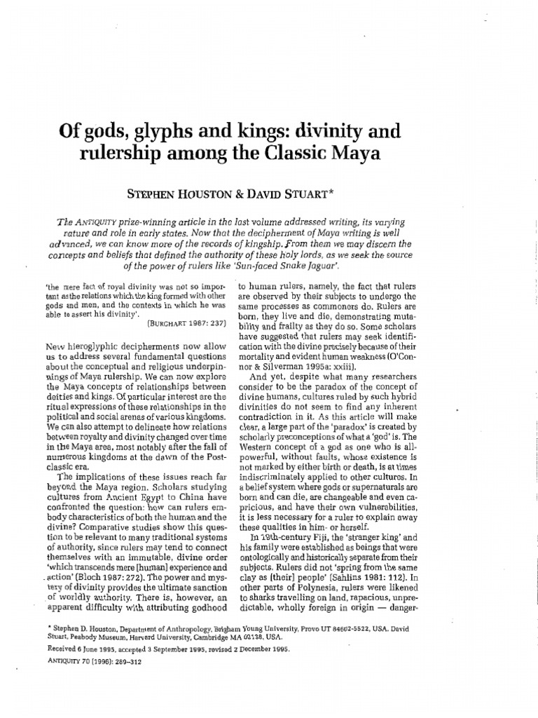 Of Gods Glyphs and Kings Divinity and Ru | PDF