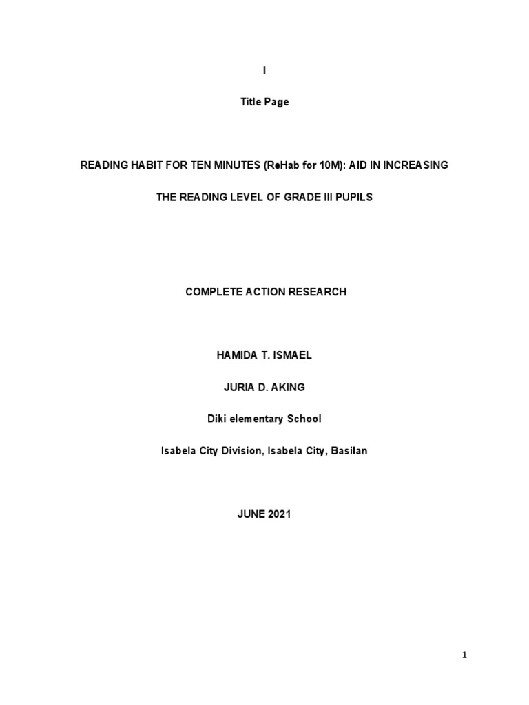 Action Research - 20-2021 | PDF | Reading Comprehension | Behavior Modification