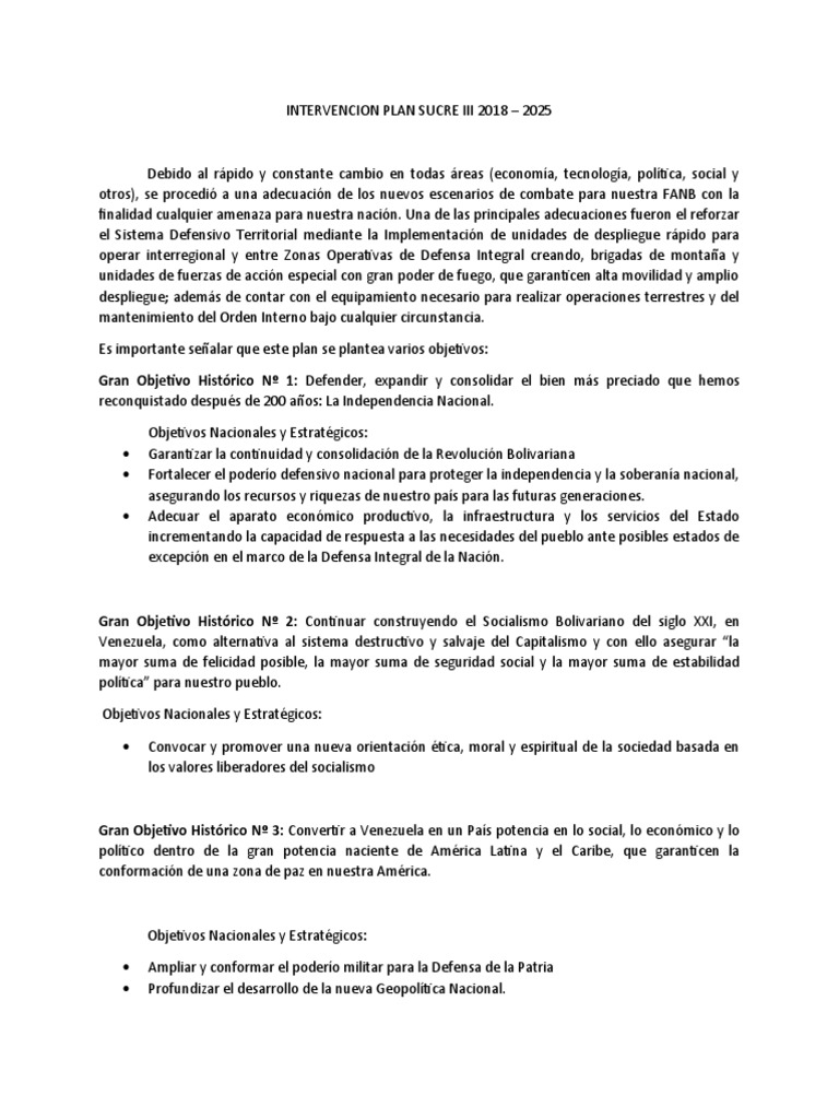 Intervencion Plan Sucre Iii 2018 | PDF | Política | Ciencias sociales