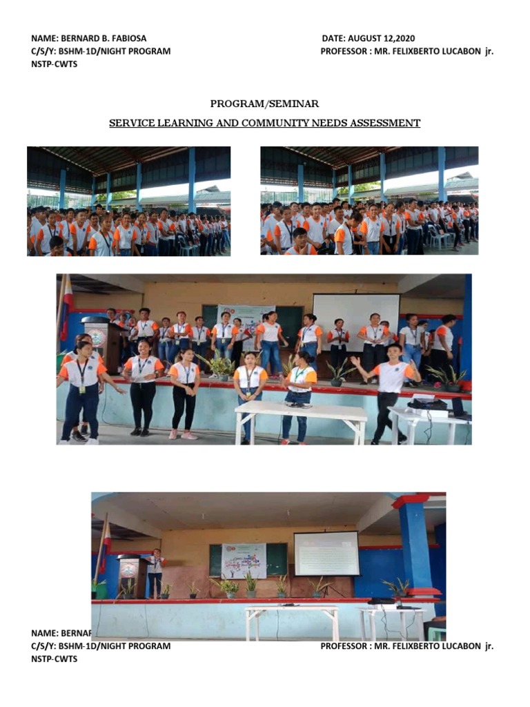 Bernard Fabiosa BSHM 1D-NSTP-CWTS Project | PDF