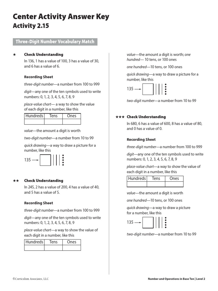Center Activity Answer Key | PDF | Vocabulary | Encodings
