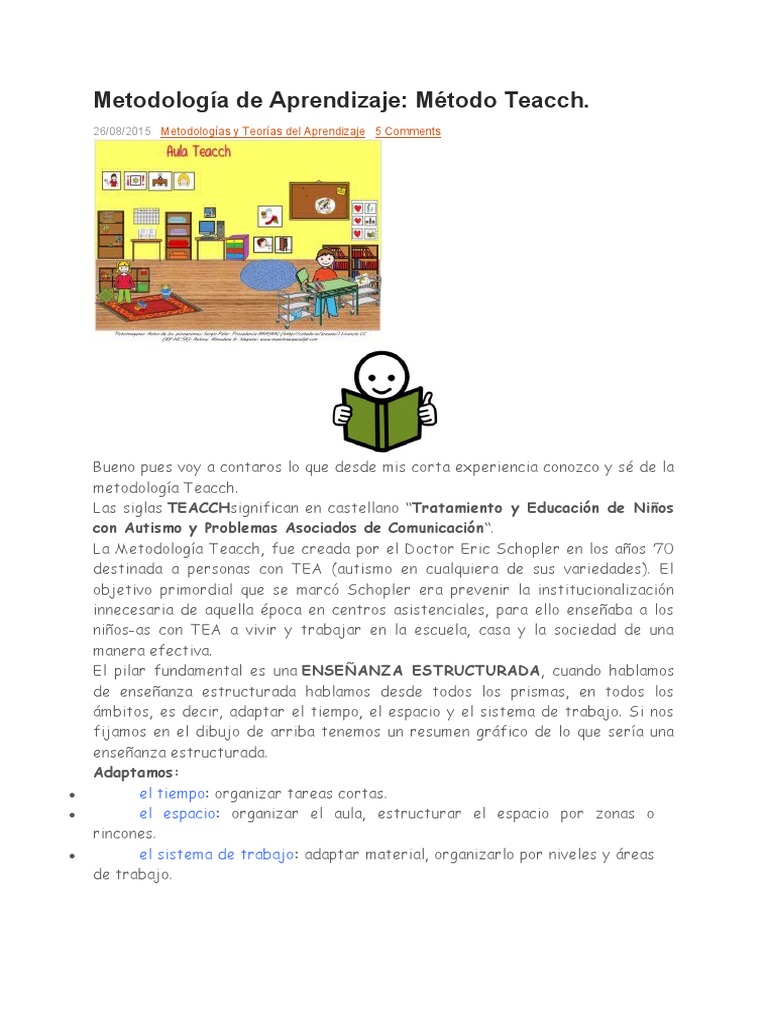 Metodología de Aprendizaje Teacch | PDF | Aprendizaje | Salón de clases