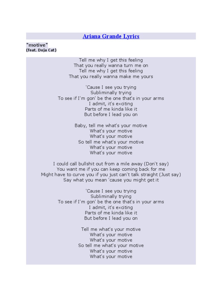 Ariana Grande Lyrics | PDF