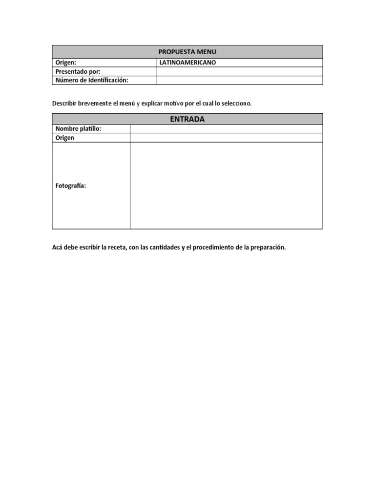 Menu Latinoamericano | PDF