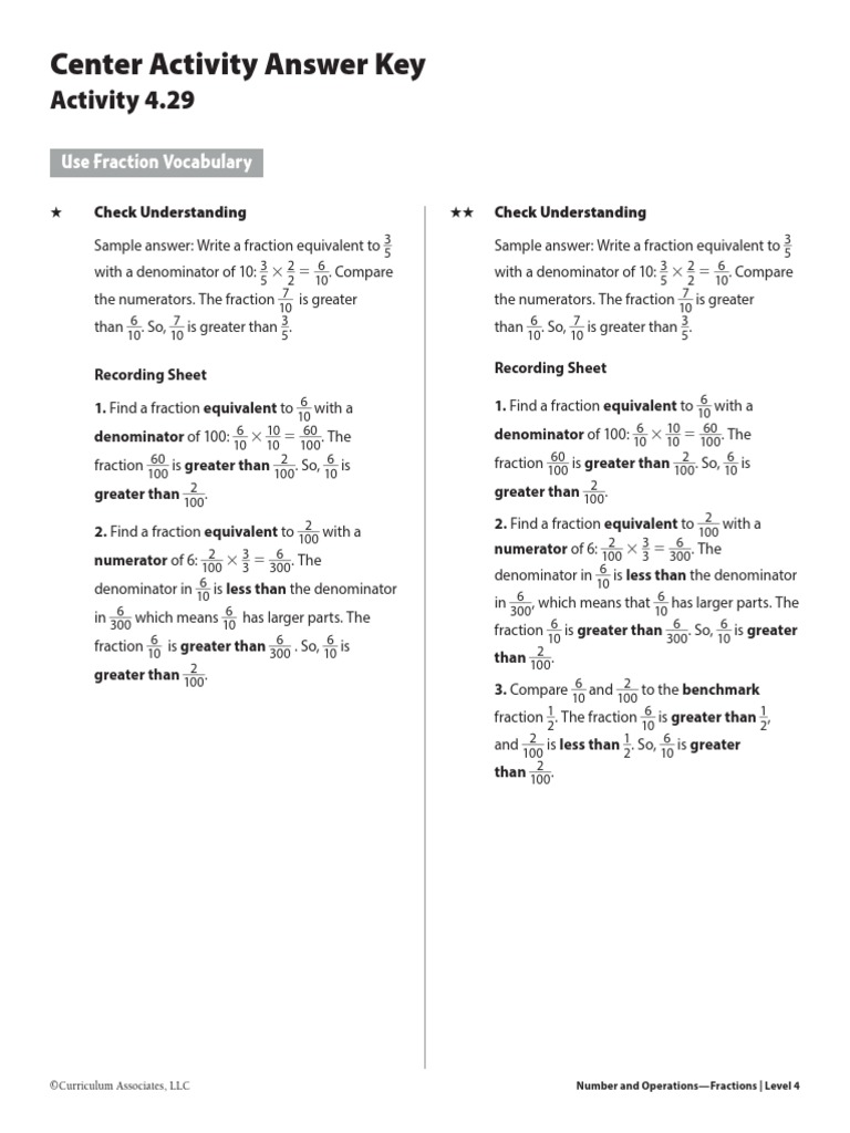 Center Activity Answer Key | PDF | Notation | Lexicology