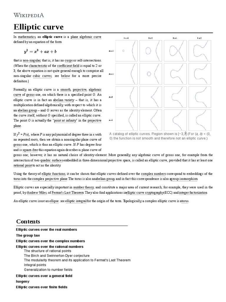 Elliptic Curve Pdf Field Mathematics Geometry