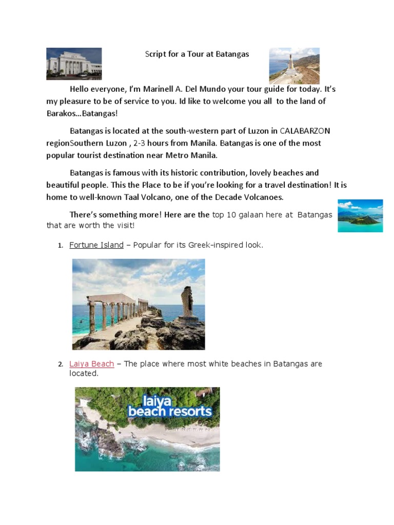 Batangas Tour Guide Script | PDF