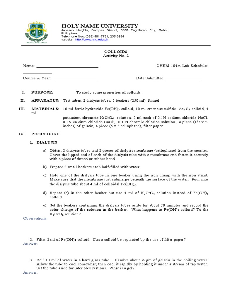 Activity 2 Colloids | PDF | Solution | Colloid
