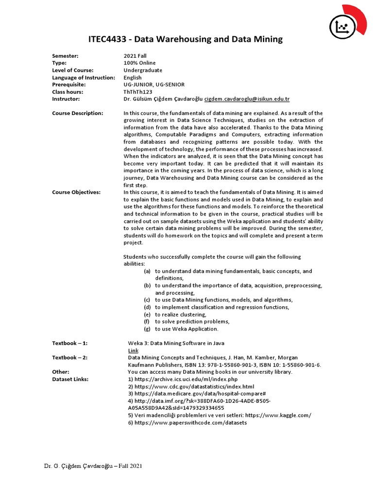 Data Warehousing & Mining Course | PDF | Data Mining | Statistical Classification