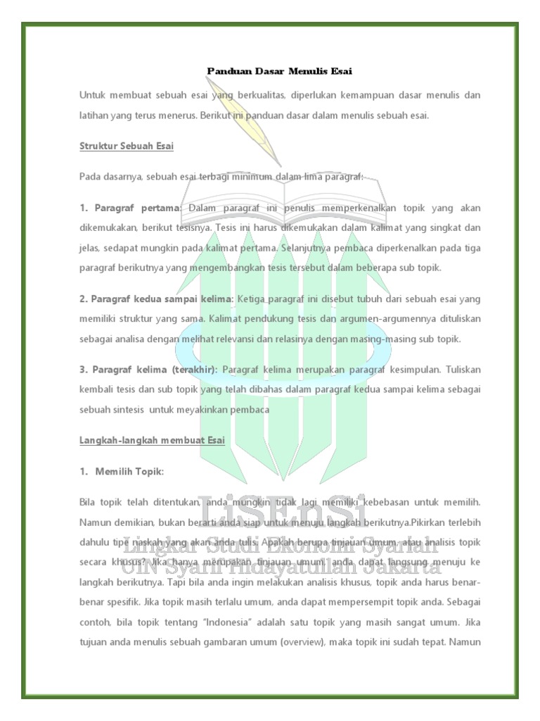 Panduan Membuat Esai | PDF | Karier & Perkembangan | Seni & Disiplin Bahasa