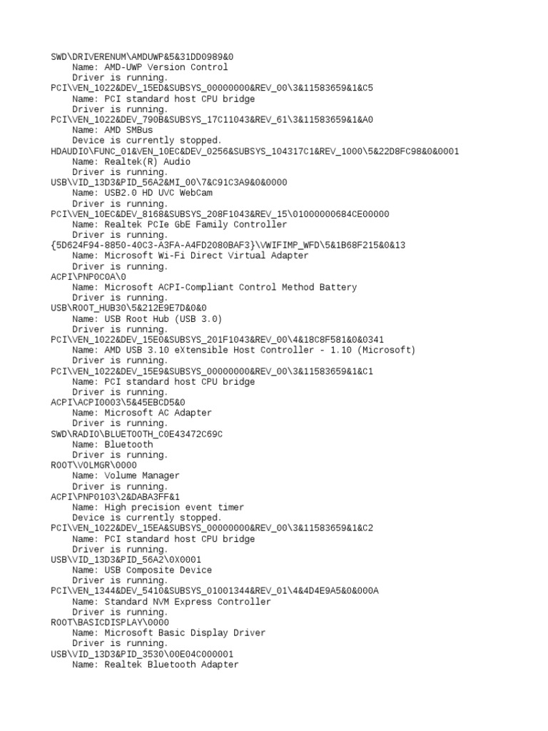 Devlist | PDF | Device Driver | Usb