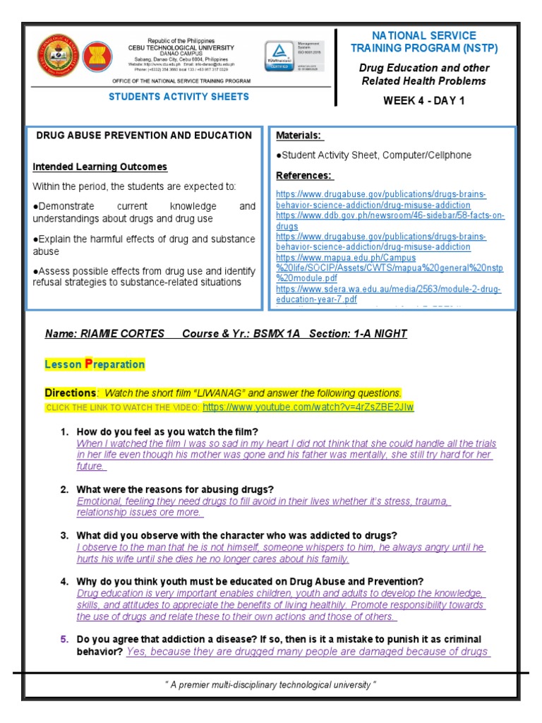 1.9 Drug Abuse Prevention and Education | PDF | Substance Abuse ...