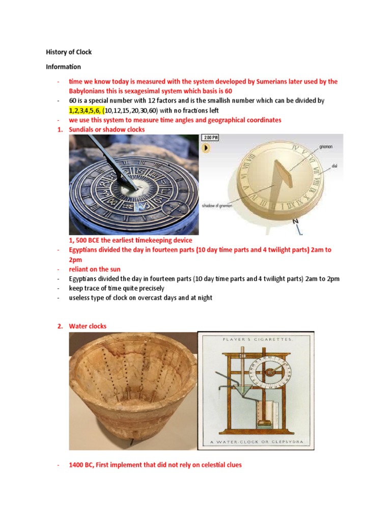 History of Clock Information | PDF | Clock | Watch