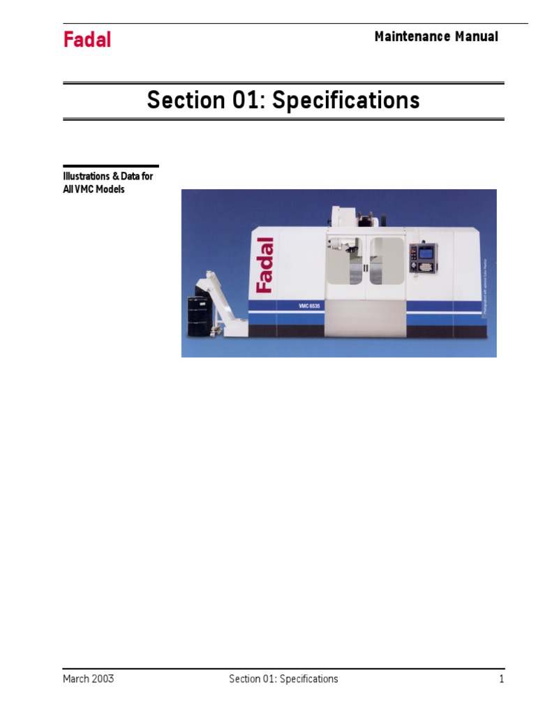 VMC Maintenance Manual Section 1: Detailed Specifications for Fadal TRM ...