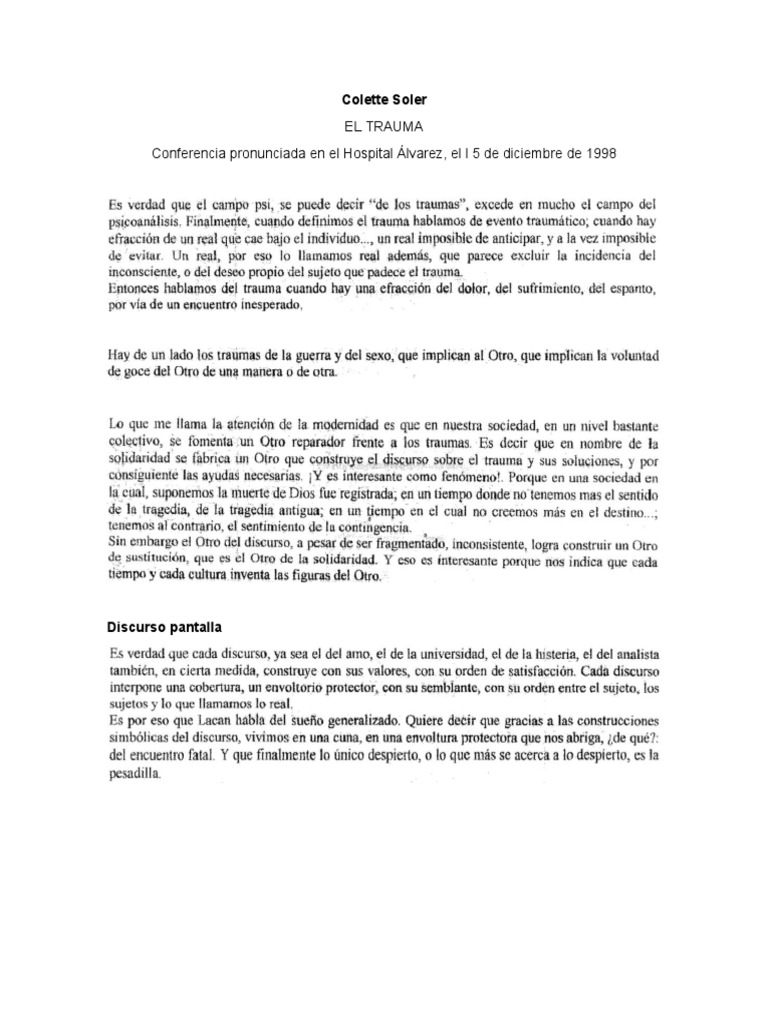 Colette Soler - El Trauma | PDF