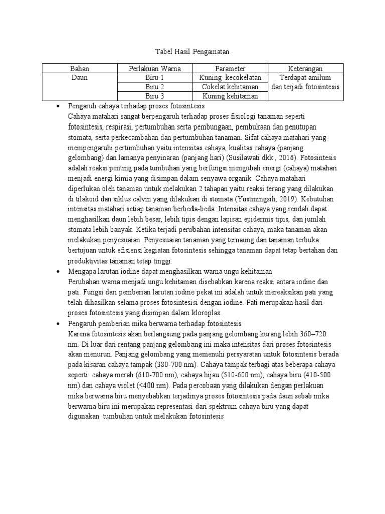 Tabel Hasil Pengamatan Gelombang Cahaya | PDF