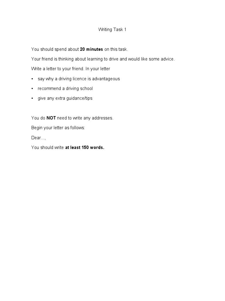 General Writing Task 1 - Letter About Driving License | PDF
