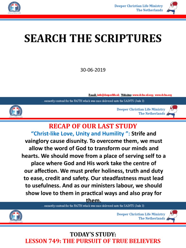 Search The Scriptures: Deeper Christian Life Ministry The Netherlands ...