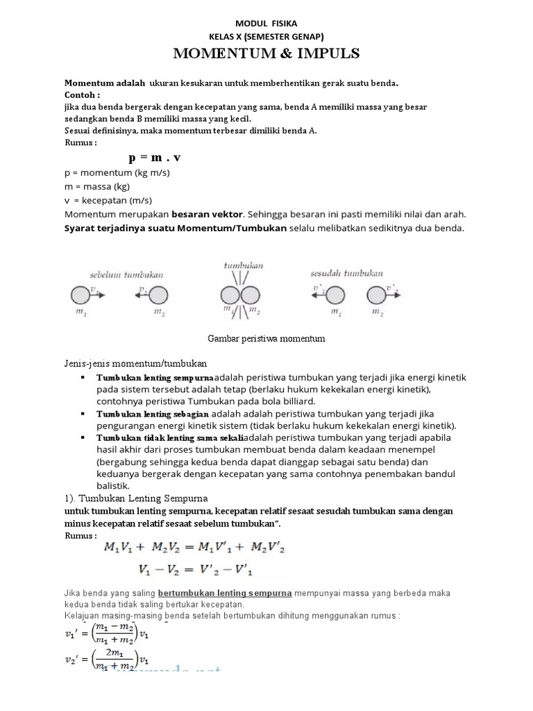 Momentum & Impuls | PDF | Metode & Bahan Ajar