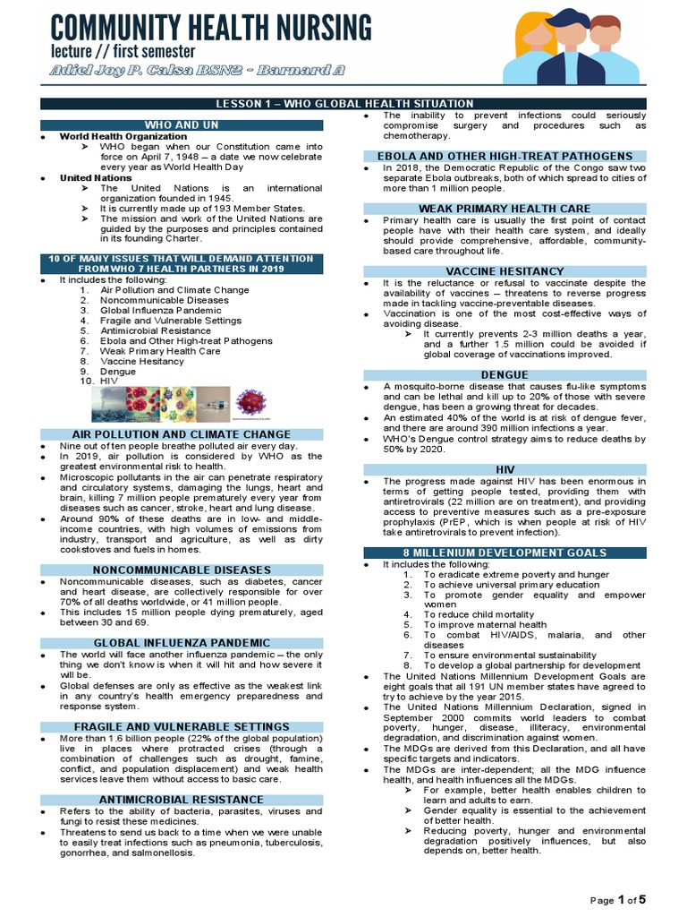 Lesson 1 - Who Global Health Situation | PDF | Developing Country ...