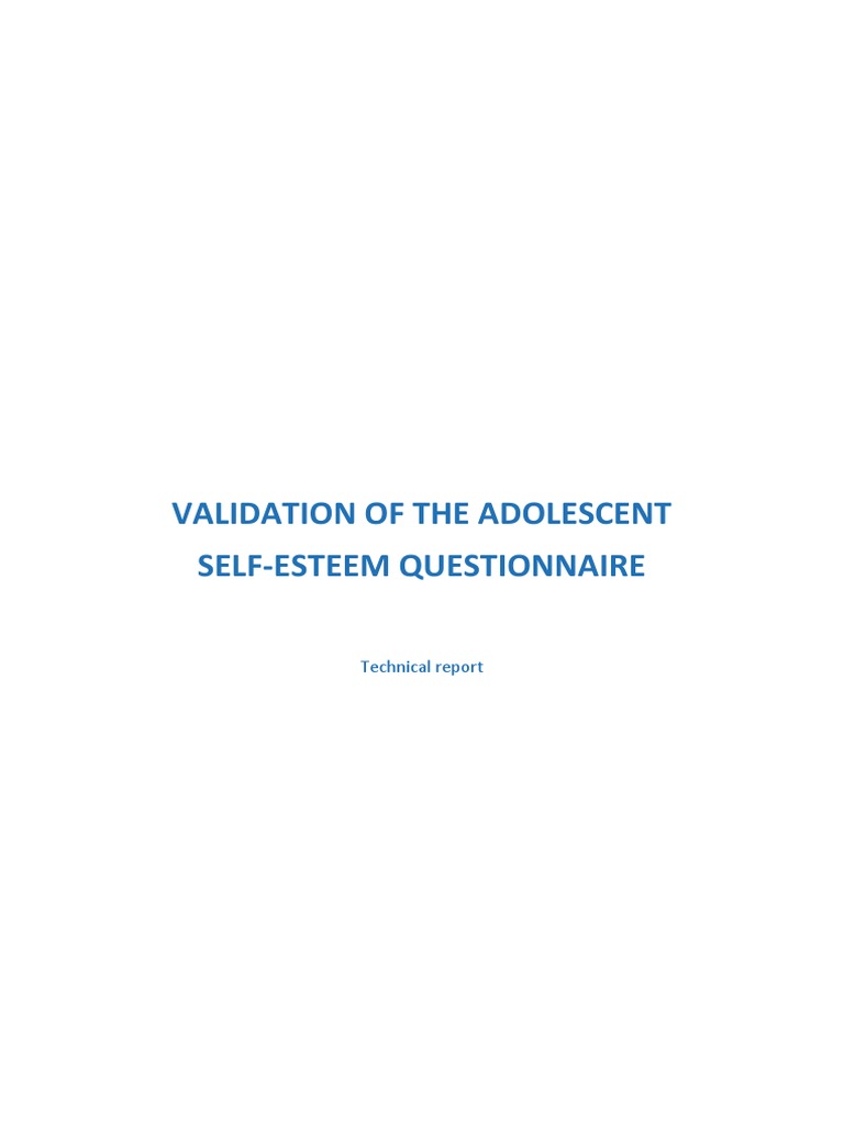 Validation of The Adolescent Self Esteem Questionnaire | Download Free ...