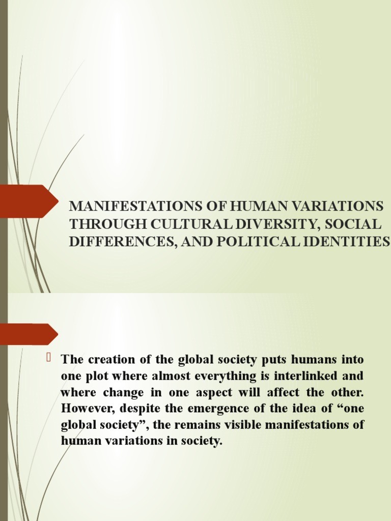 1 Manifestations of Human Variations Through Cultural Diversity Social ...