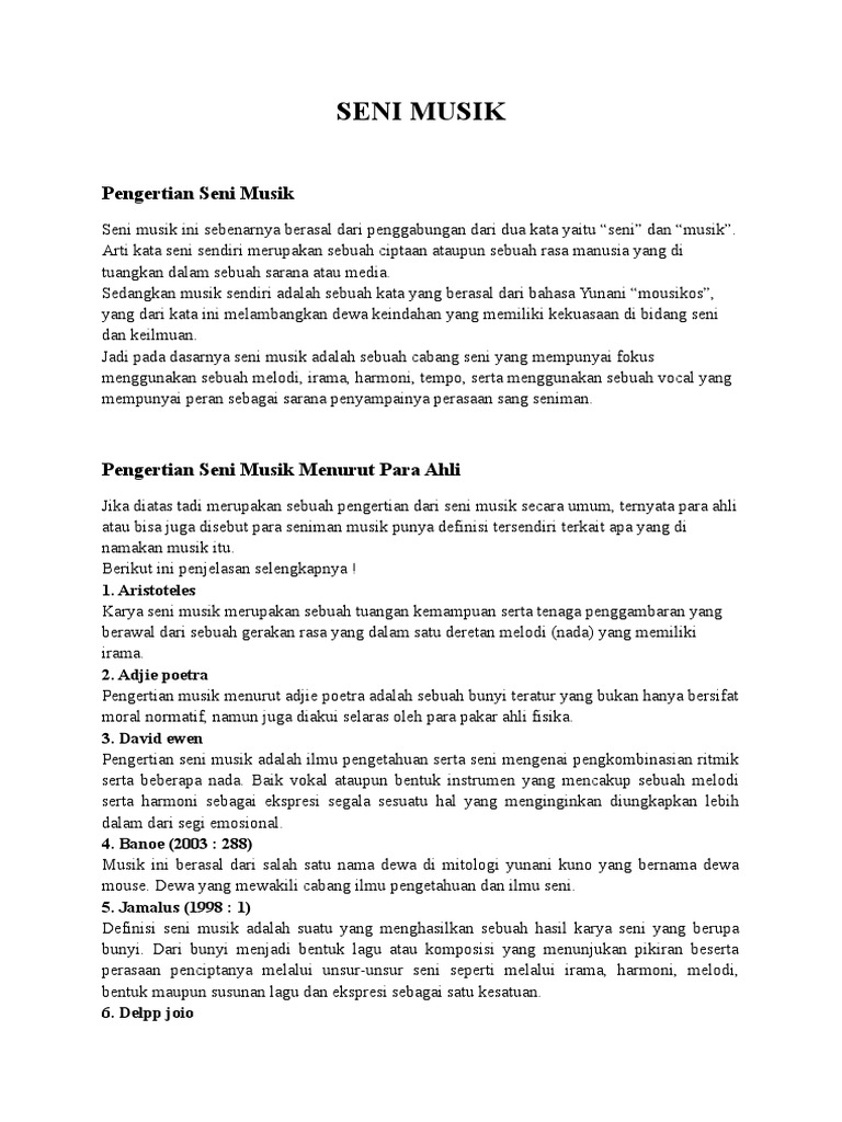 Definisi dan Fungsi Seni Musik | PDF | Seni