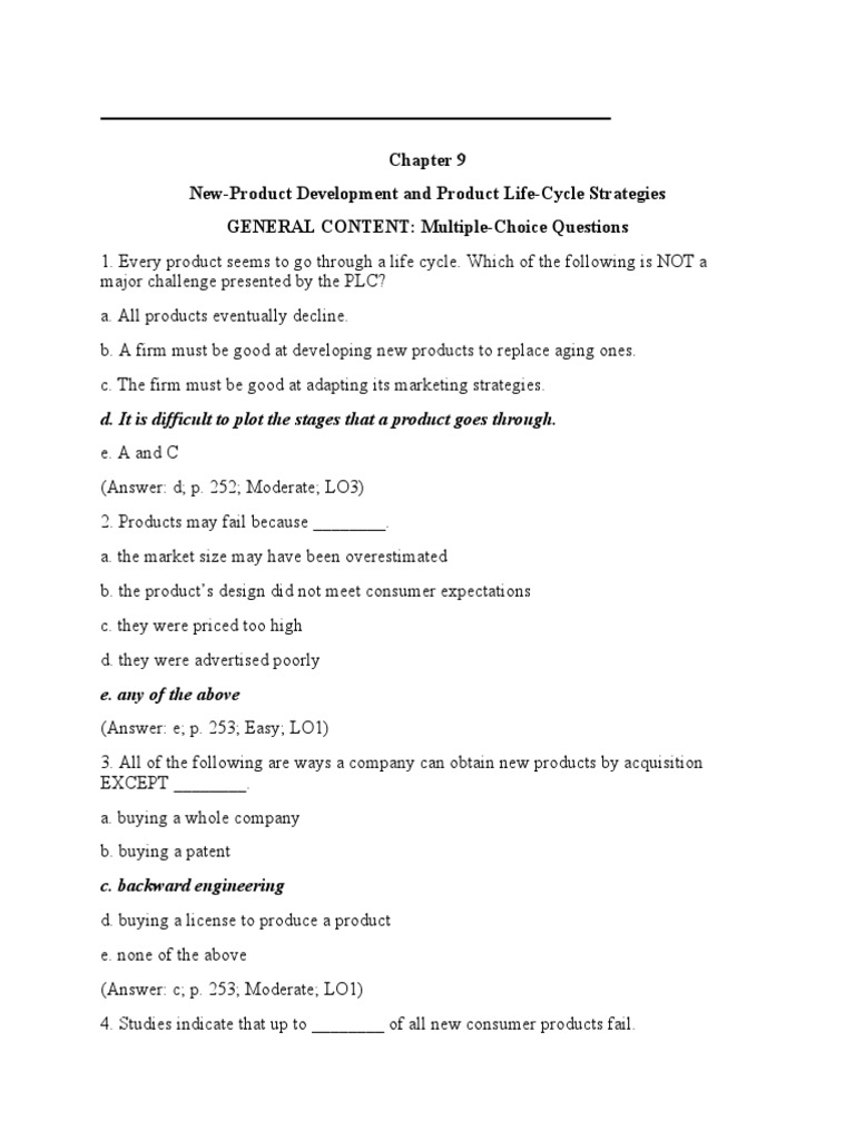 New-Product Development and Product Life-Cycle Strategies GENERAL ...