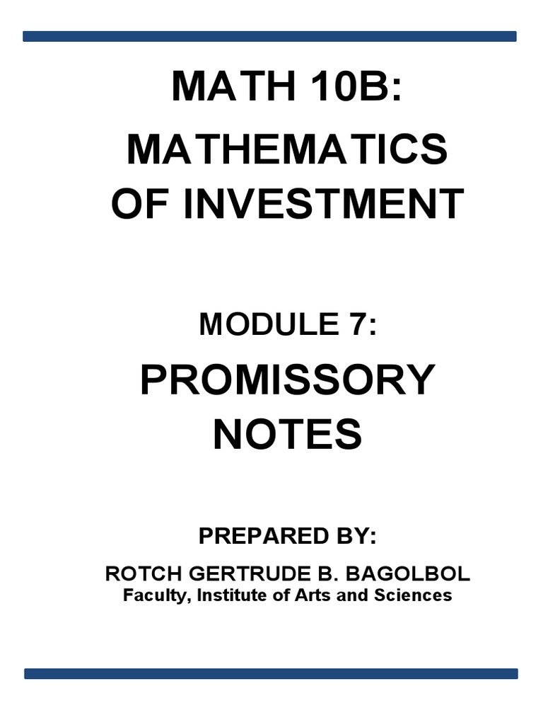 MATH 10B: Mathematics of Investment: Prepared by | PDF | Promissory ...