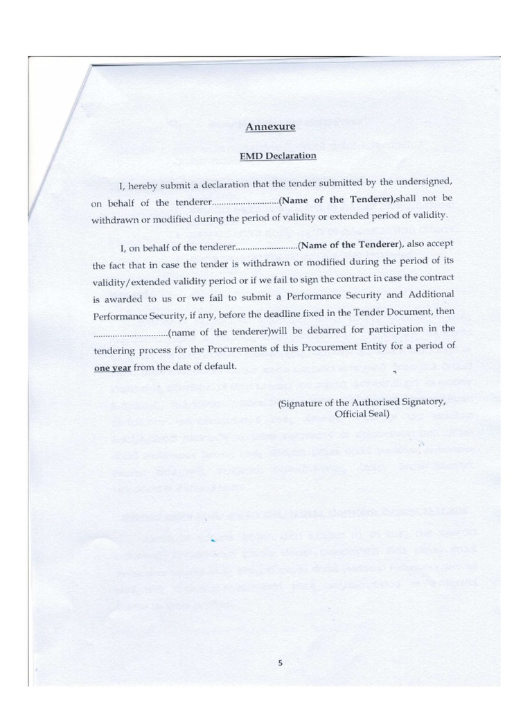 Emd Declaration Form To Be Filled by Contractor | PDF