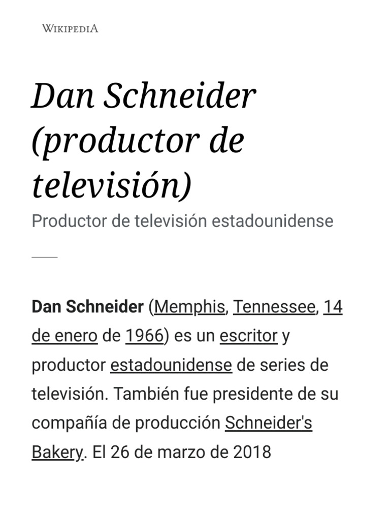 Dan Schneider | PDF | Actores de televisión estadounidenses | Televisión