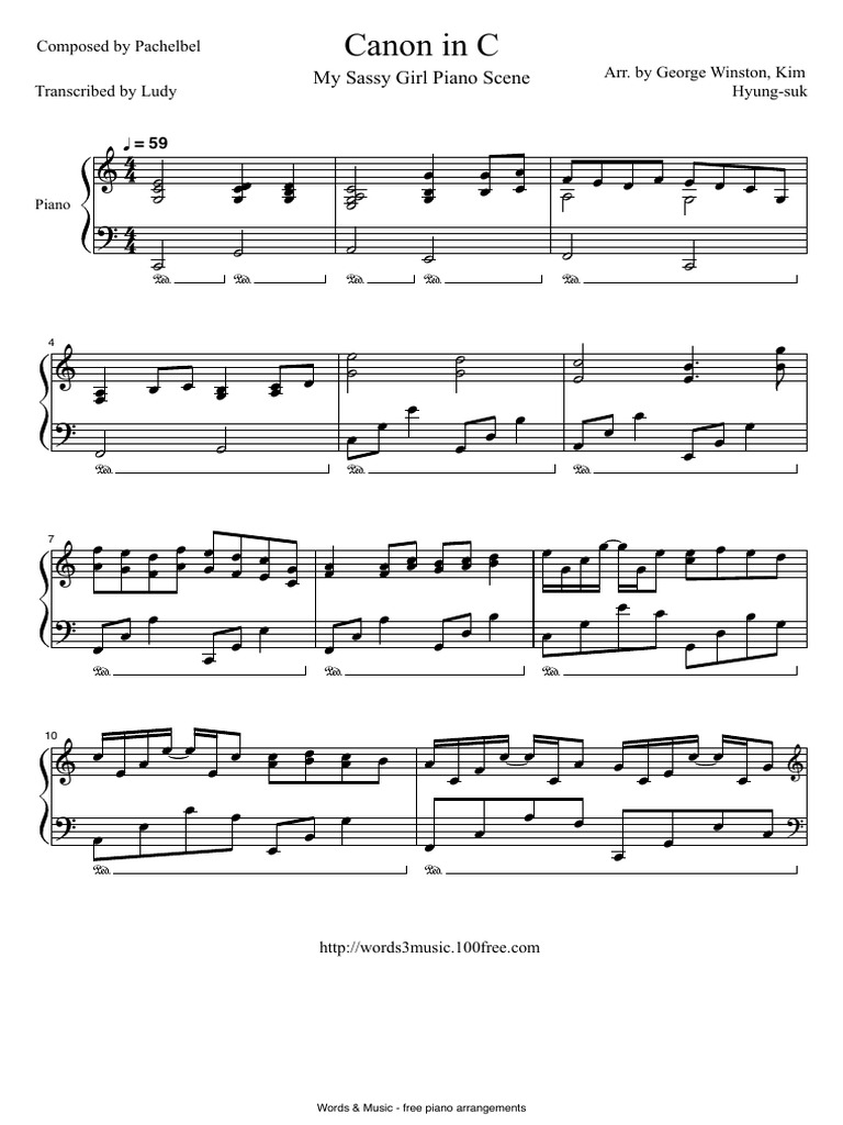 Canon In C My Sassy Girl Piano Scene Pdf Pachelbels Canon Musical Compositions