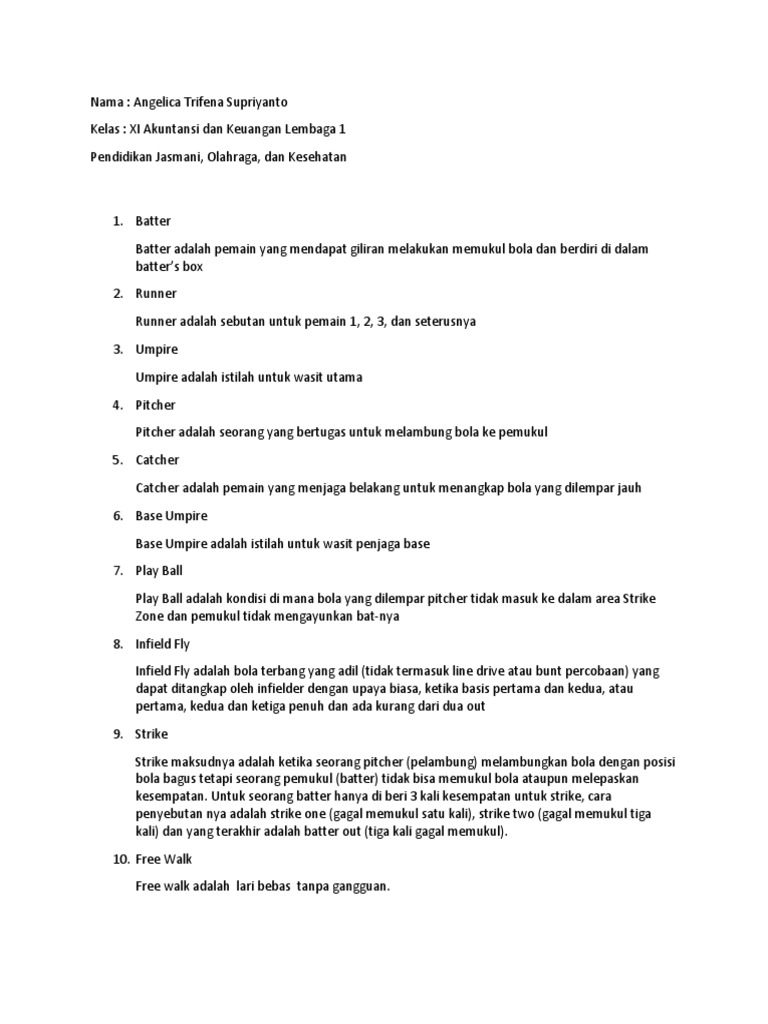 Dasar-Dasar Permainan Baseball | PDF