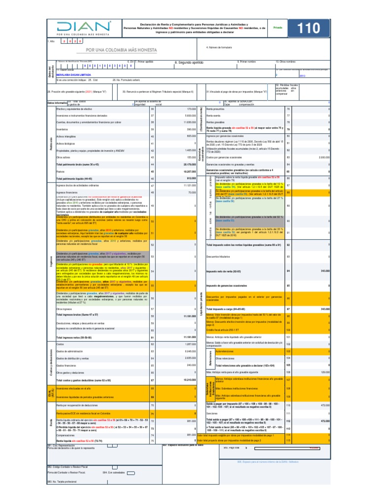 Formulario 110 | PDF | Dividendo | Impuestos
