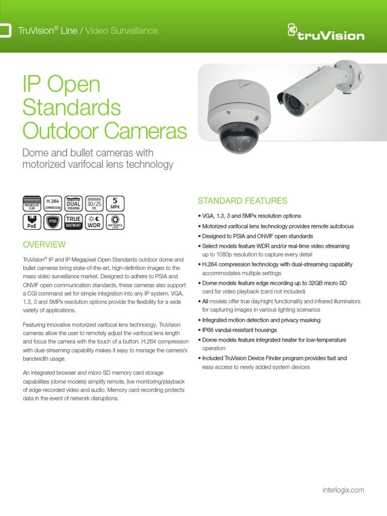 IP Open Standards Outdoor Cameras: Dome and Bullet Cameras With ...