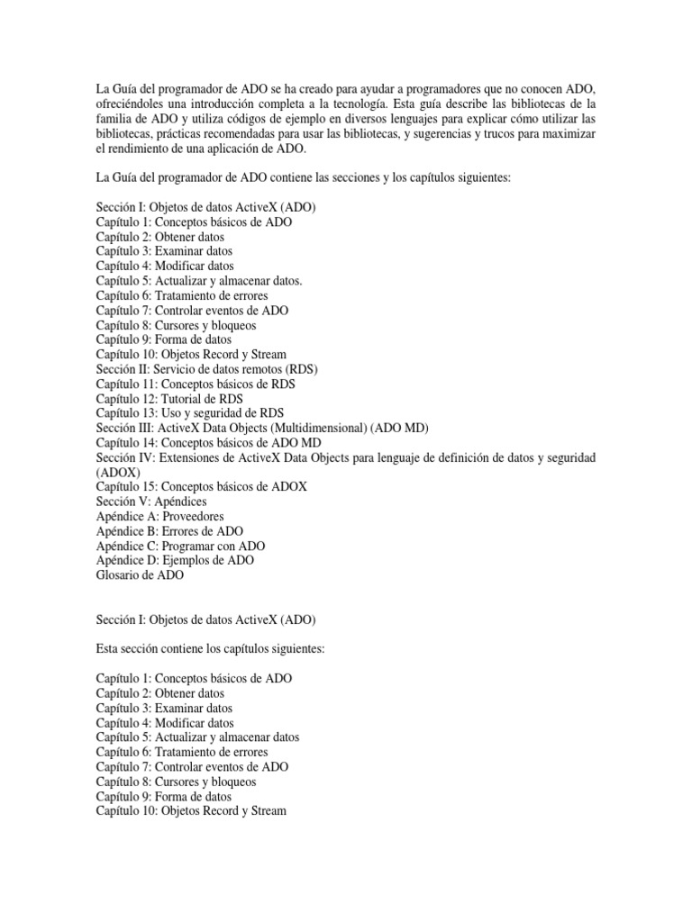 Ado | PDF | Active X Data Objects | Servidor SQL de Microsoft