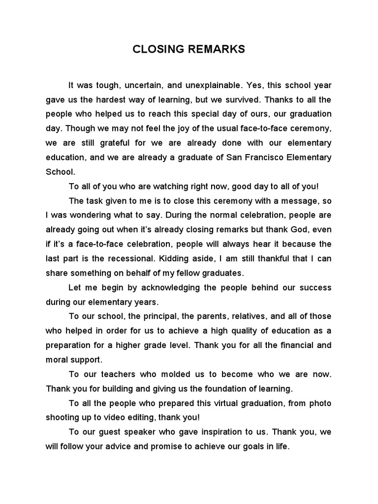 Closing Remarks | PDF