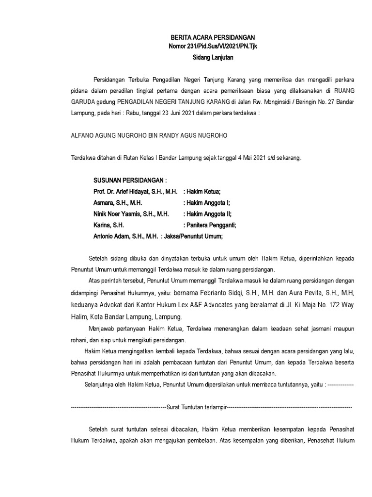 BAP Sidang 5 | PDF | Hukum