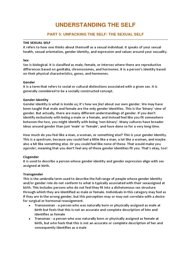 (UTS) Unpacking The Self - The Sexual Self | PDF | Gender Studies | Gender