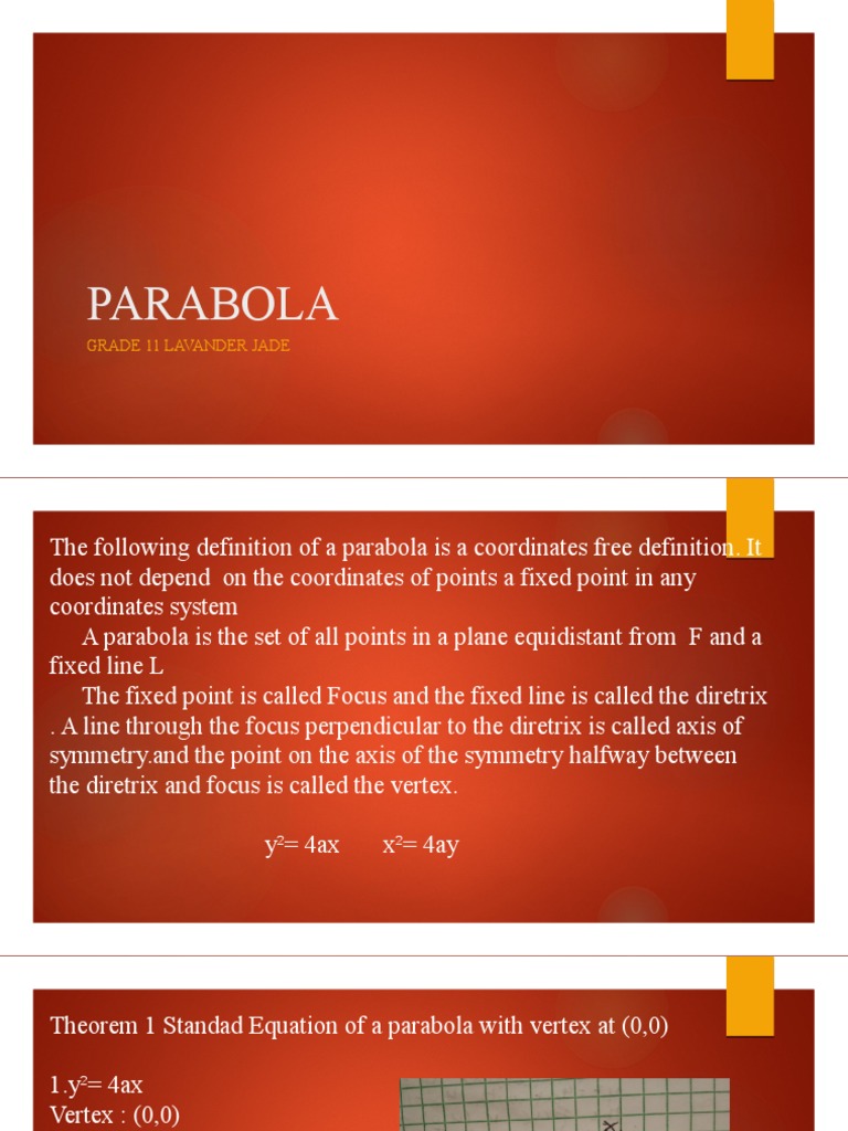 Parabola: Grade 11 Lavander Jade | Download Free PDF | Analytic ...