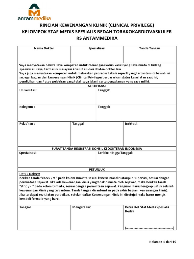 Delineasi Clinical Privilege Ilmu BTKV | PDF