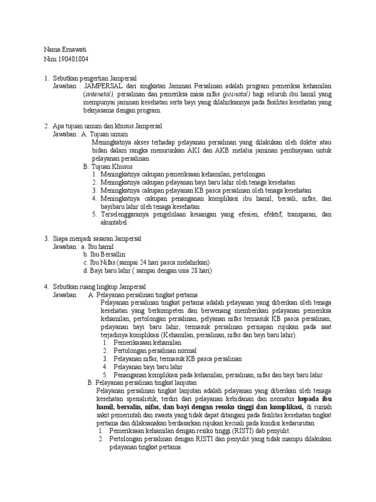Sebutkan Pengertian Jampersal | PDF | Kesehatan Holistik