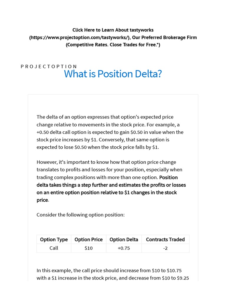 What Is Position Delta - Options Trading Concept Guide - Projectoption ...