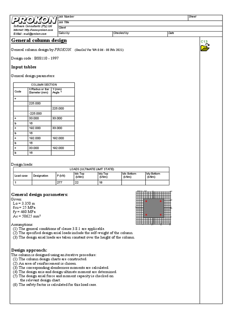 Design of a General Column in PROKON | PDF | Bending | Stress (Mechanics)