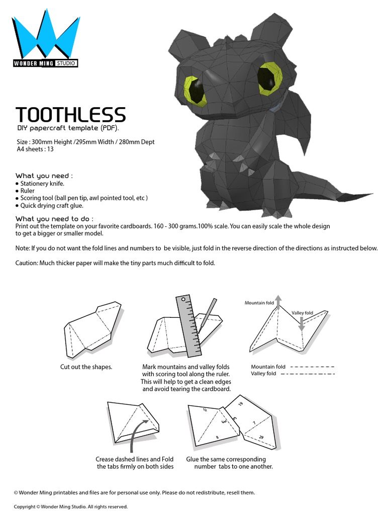 Toothless: DIY Papercraft Template PDF | PDF